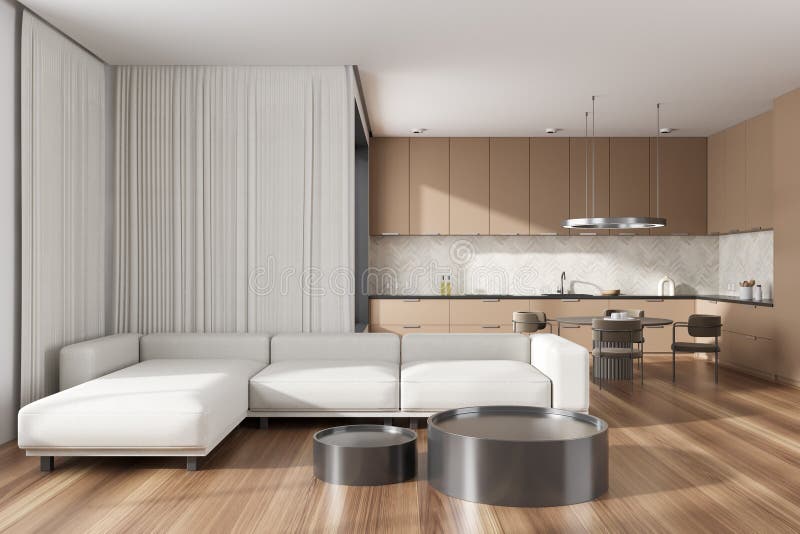 Stylish Studio Interior with Chill and Eating Area with Kitchenware ...