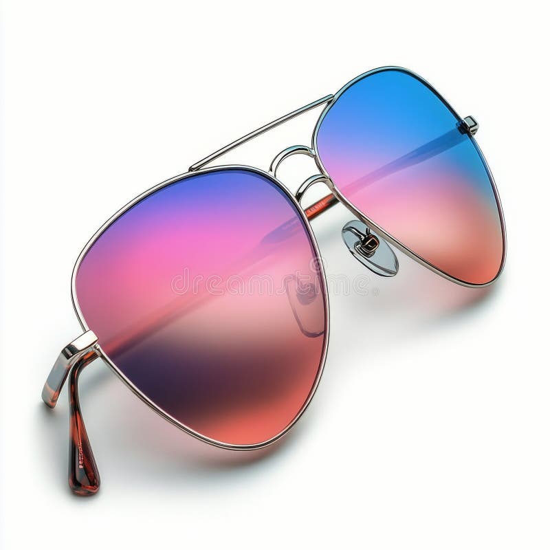 Colorful Gradient Sunglasses Resting on a Flat Surface with a Stylish ...