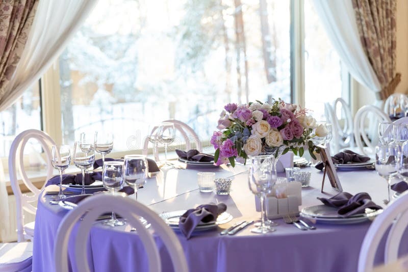 Stylish Table Appointments of a Wedding Lunch Stock Photo - Image of ...