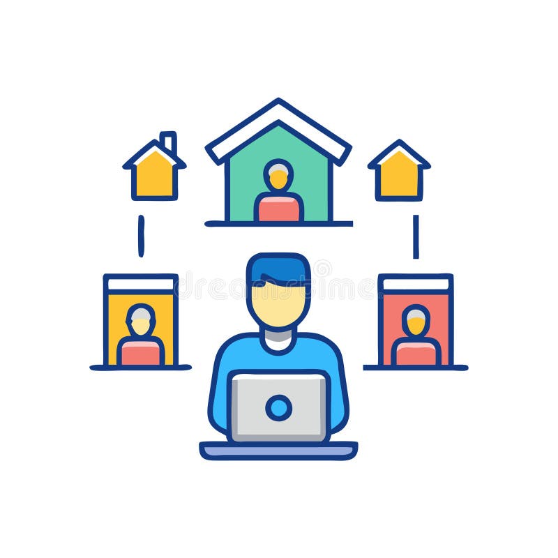 Stylish Telecommuting Icon for Home Offices Stock Vector - Illustration ...