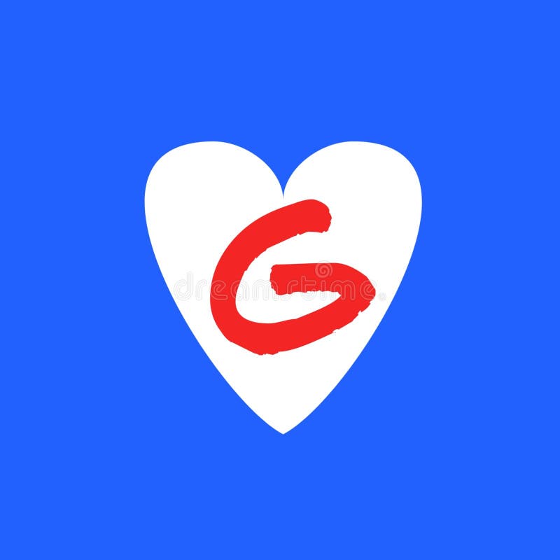 Stylish Texture Image of Red G Alphabet on White Heart Stock ...