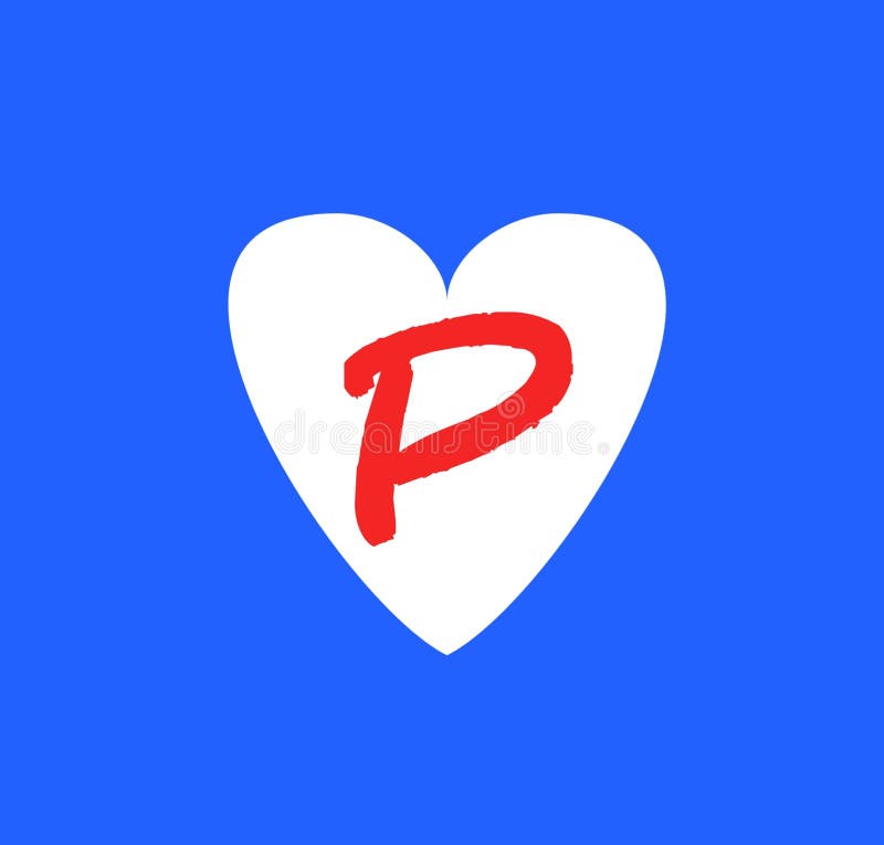 Stylish Texture Image of Red P Alphabet on White Heart Stock ...
