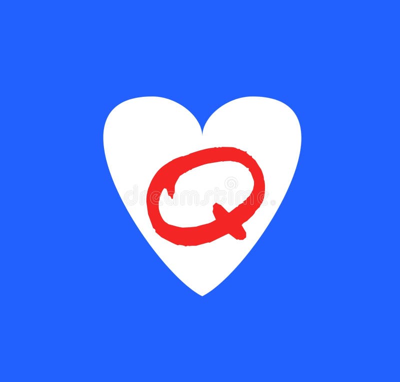 Stylish Texture Image of Red Q Alphabet on White Heart Stock ...