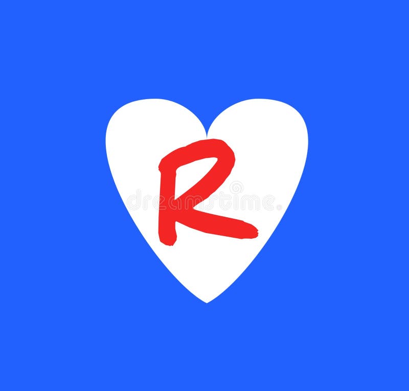 Stylish Texture Image of Red R Alphabet on White Heart Stock ...