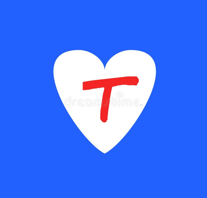 Stylish Texture Image of Red T Alphabet on White Heart Stock ...