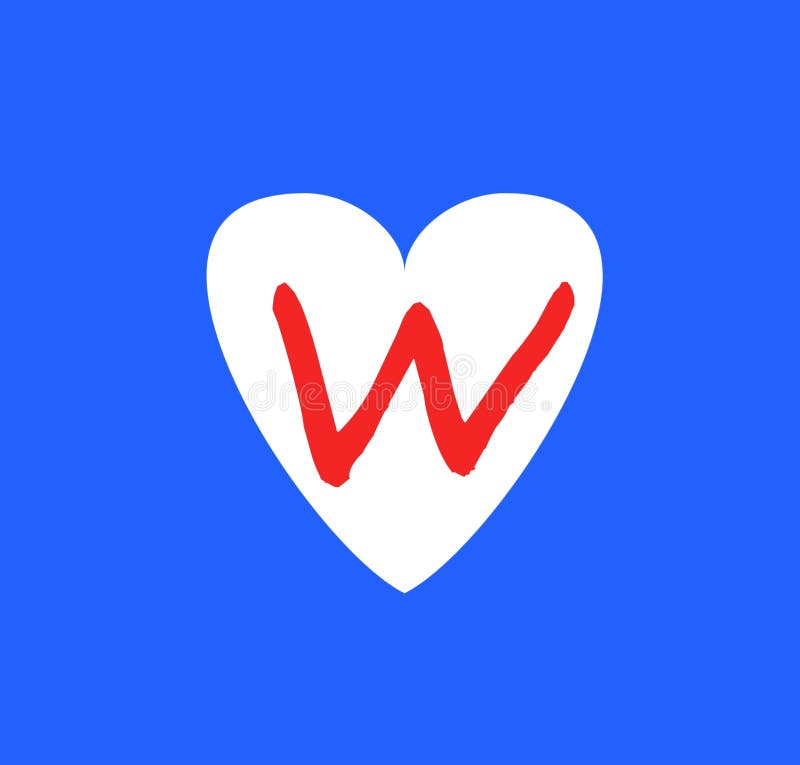 Stylish Texture Image of Red W Alphabet on White Heart Stock ...