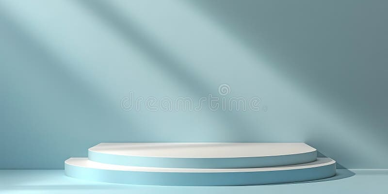 Stylish Three-tier Platform in a Bright Blue Room with Soft Shadows ...