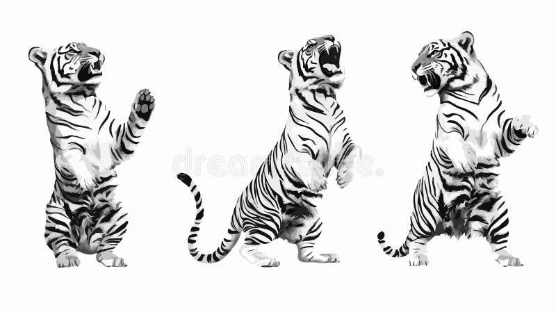 Stylish Tiger Poses Collection for Trendy Design Stock Vector ...
