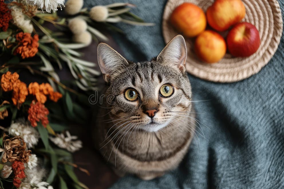 Stylish Top View of Cat in Vogue Setting Stock Photo - Image of ...