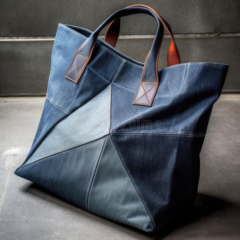 A Stylish Tote Bag Made from Repurposed Denim Material Stock ...