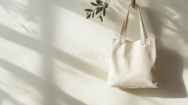 Stylish Tote Bag Mockup in Neutral Tones, Hanging on a Simple Hook ...