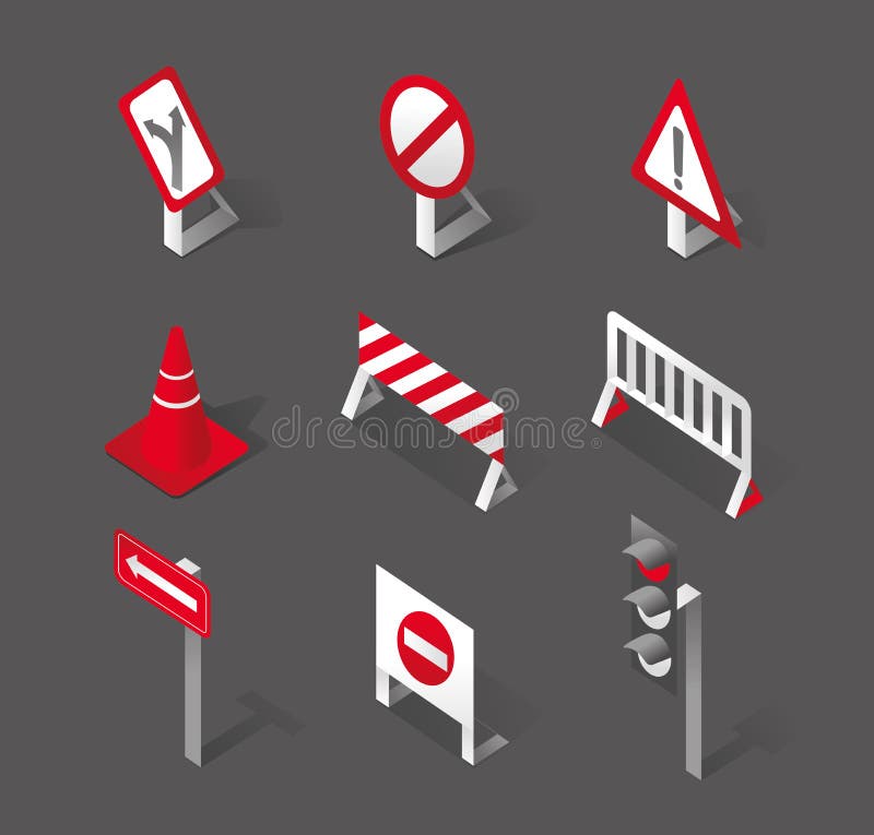 Stylish Traffic Signs and Icons Stock Vector - Illustration of fence ...