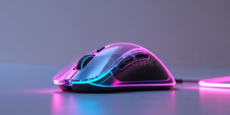 Stylish Translucent Optical Mouse with Neon Lights Stock Photo - Image ...