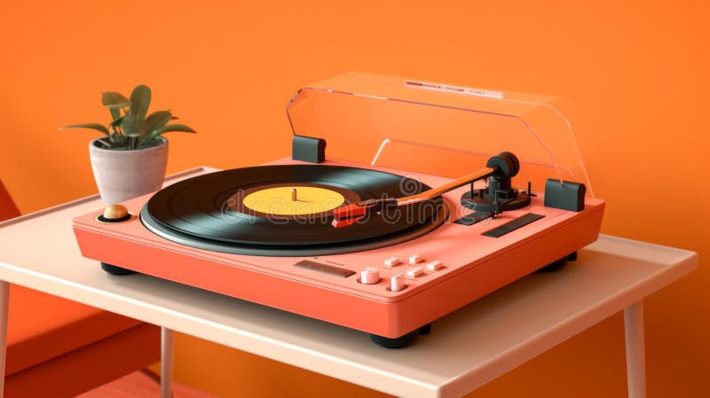 Stylish Turntable with Vinyl Record on Table. Generative AI Stock ...