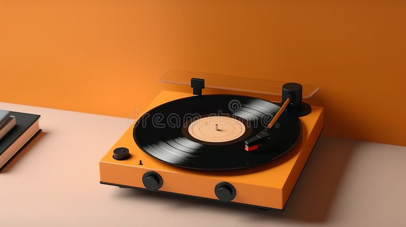 Stylish Turntable with Vinyl Record on Table. Generative AI Stock ...