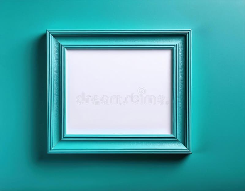 Decorative Turquoise Frame Against a Vibrant Teal Wall in a Bright ...