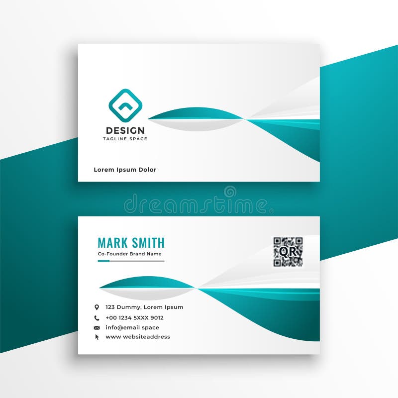 Stylish Turquoise and White Business Card Design Stock Vector ...