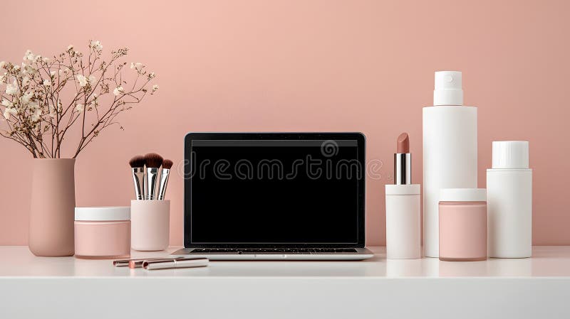 A Stylish Vanity Table Displaying an Array of Beauty Products and Tools ...