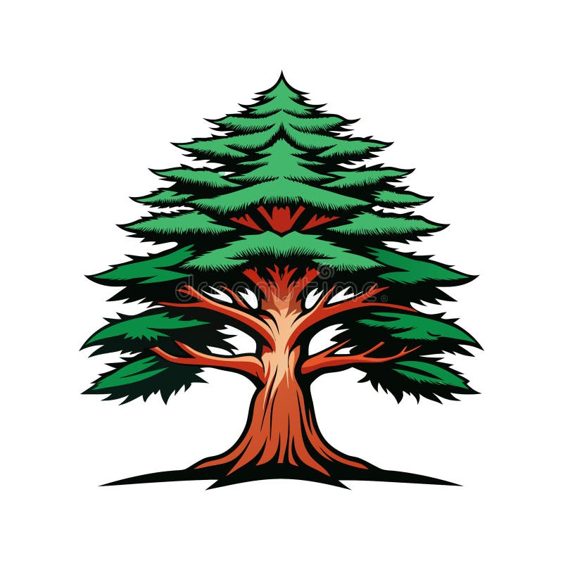Stylish Cedar Tree Vector Design Stock Illustration - Illustration of ...