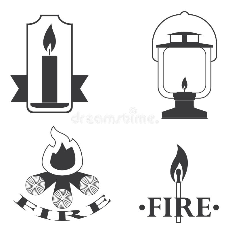 Stylish Vector Logos Depicting Fire Stock Vector - Illustration of ...