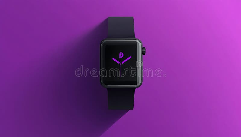 Stylish Vector Smartwatch Icon Centered on a Vivid Purple Solid ...