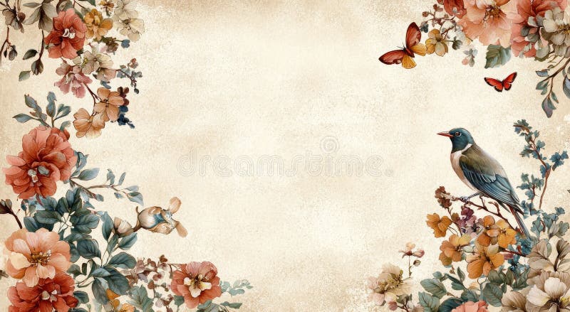 Stylish Vintage Paper Featuring a Medieval Floral Border Design Stock ...