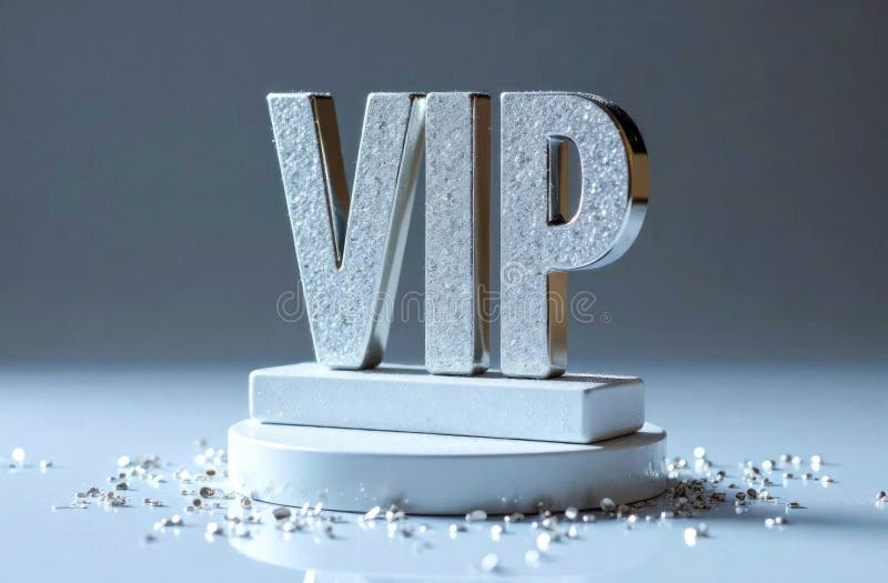 A Stylish VIP Sign Made of Silver Sits on a Smooth Surface, Shining in ...