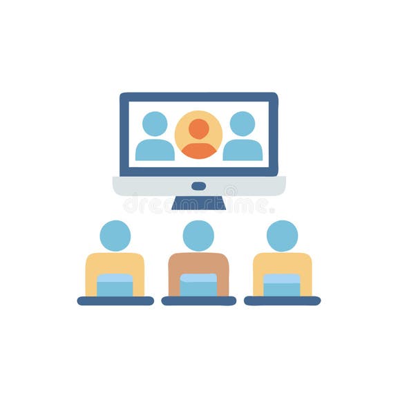 Stylish Virtual Classroom Icon for E-learning Stock Illustration ...