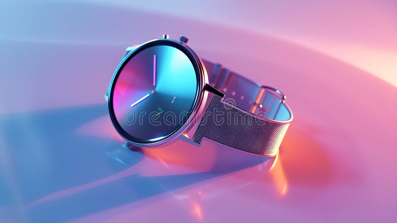 Stylish Watch with Colorful Reflection and Bokeh Effect Stock ...