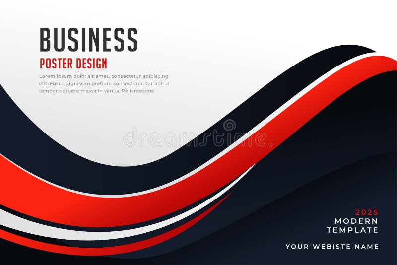 Stylish Wavy Red and Black Business Banner Design Stock Vector ...