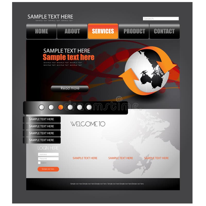 Stylish Website Template - Portfolio Layout Stock Vector - Illustration ...