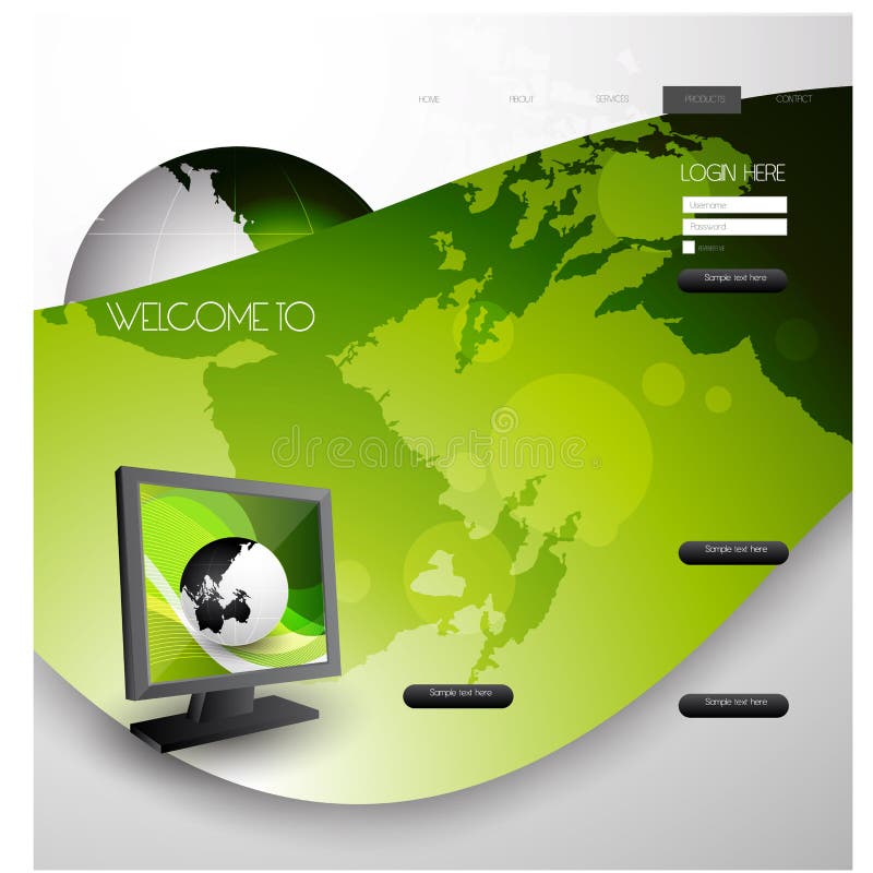 Stylish Website Template - Portfolio Layout Stock Vector - Illustration ...