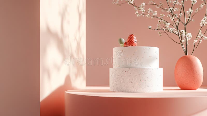 Stylish Wedding Cake Clean Minimalist Decor Placed Bright Table Digital ...