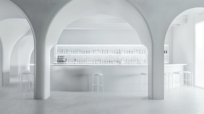 Stylish White Bar Interior, Bright and Matte, Aesthetic Restaurant ...