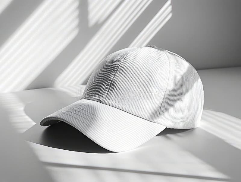 White Baseball Cap Casting a Shadow on White Background Stock Image ...