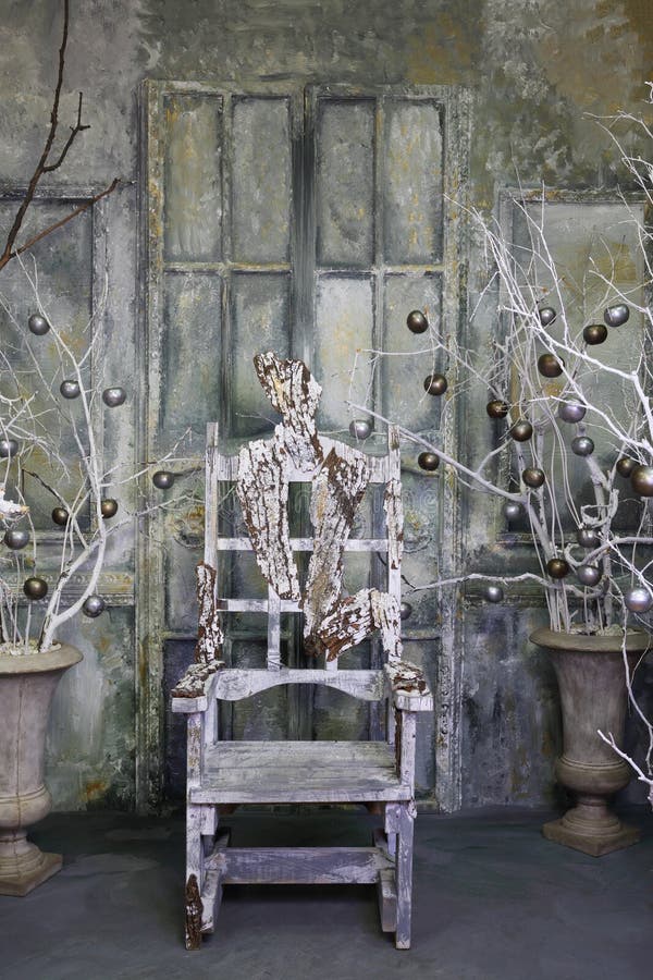 Single Old Retro Wooden Chair with Back. Isolated. Stock Image - Image ...