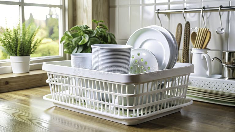 Stylish White Dish Drying Basket a SpaceSaving Functional Solution for ...