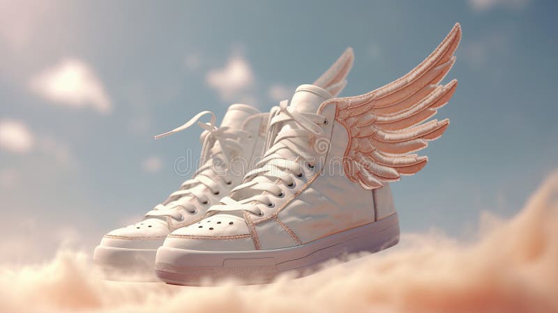 Stylish White Flying Sneakers, Advertising Concept. Al Generated Stock ...