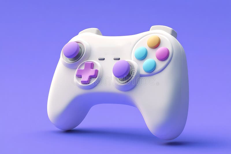Stylish White Gaming Controller with Pastel Buttons 3D Render Stock ...
