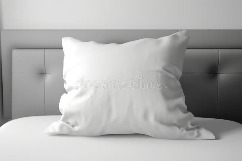 Stylish White Pillow Case Mockup Showcased on Bed, Front View Stock ...