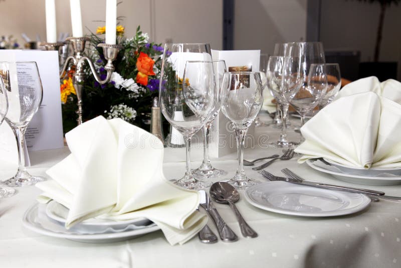 Stylish White Table Setting Stock Photo - Image of cutlery, fresh: 31991306