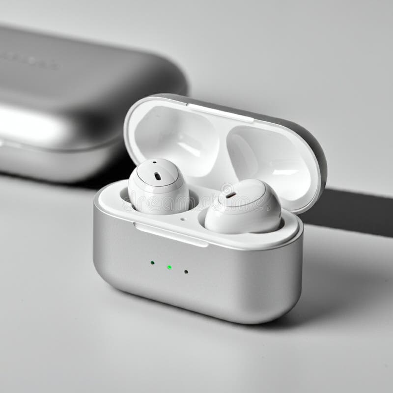 AI Generated Stylish Earpods in Charging Case with Soft Ambient ...