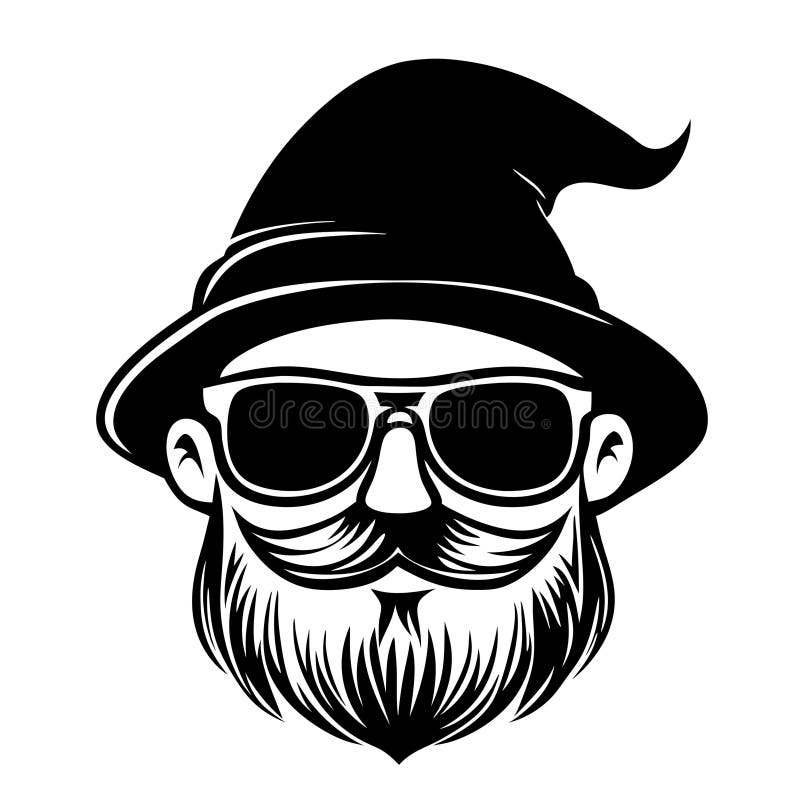 Stylish Wizard with Beard and Sunglasses Vector Art for Unique Tattoo ...