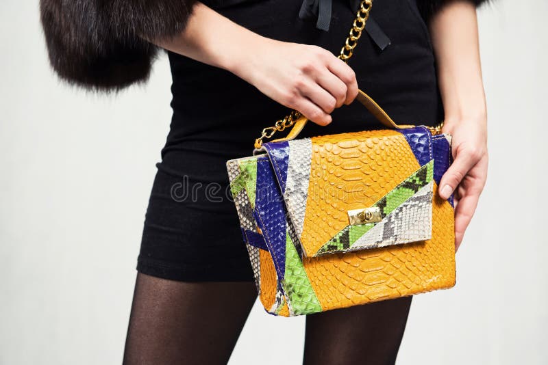 Stylish Woman with a Bag in Her Hands Stock Image - Image of city, chic ...