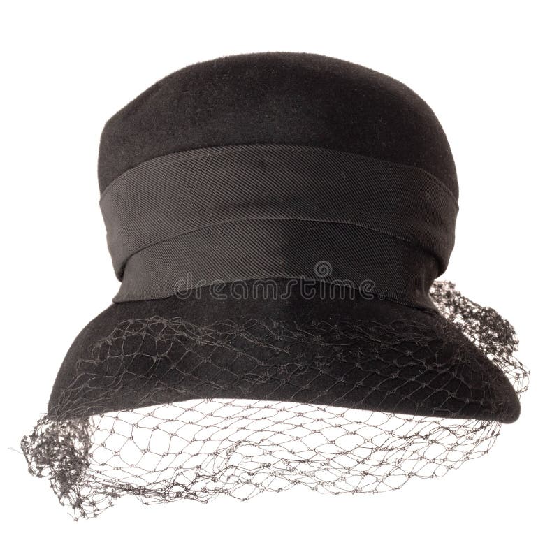 Stylish Woman Retro Hat with Black Decorative Mesh Stock Photo - Image ...