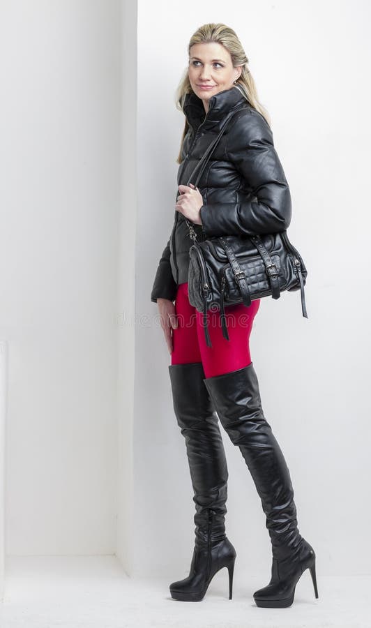 Stylish Woman Wearing Overknee Boots Stock Image - Image of adult ...