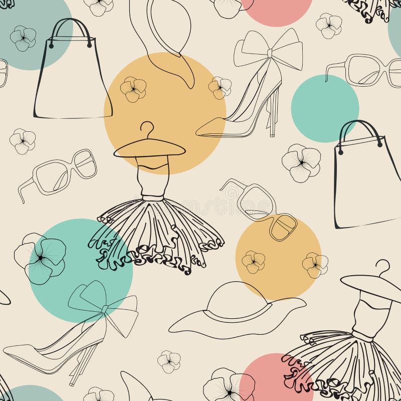 Womens Accessories Hand Drawn Doodle Set. Sketches. Vector Illustration ...