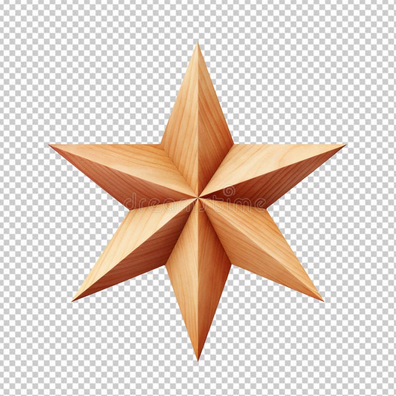Stylish Wooden Star Display Isolated on Transparent Background Stock ...
