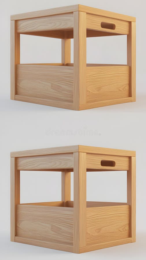 Stylish Wooden Storage Cube Design Stock Illustration - Illustration of ...