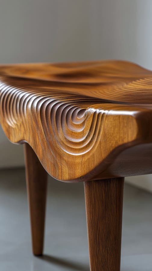 Unique Wooden Table with Intricate Wave Design and Elegant Legs in a ...